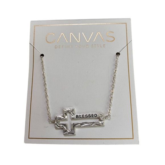 Bella Canvas | Jewelry | Canvas Cross Necklace Blessed New | Poshmark